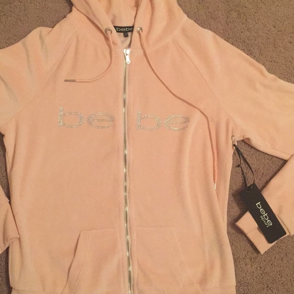 bebe | Tops | New Bebe Velour Rhinestone Bling Hoodie Tracksuit | Poshmark